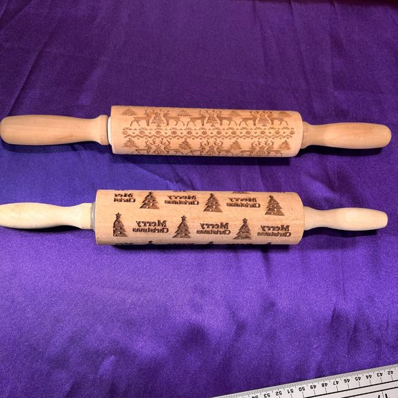 Kitchen | New2 Engraved Embossing Rolling Pins With Christmas Motives ...